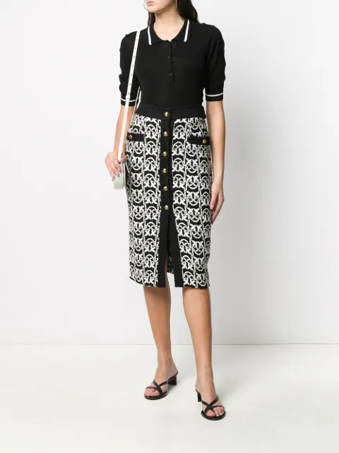 PINKO Tweed Monogram mid-length Skirt - Farfetch