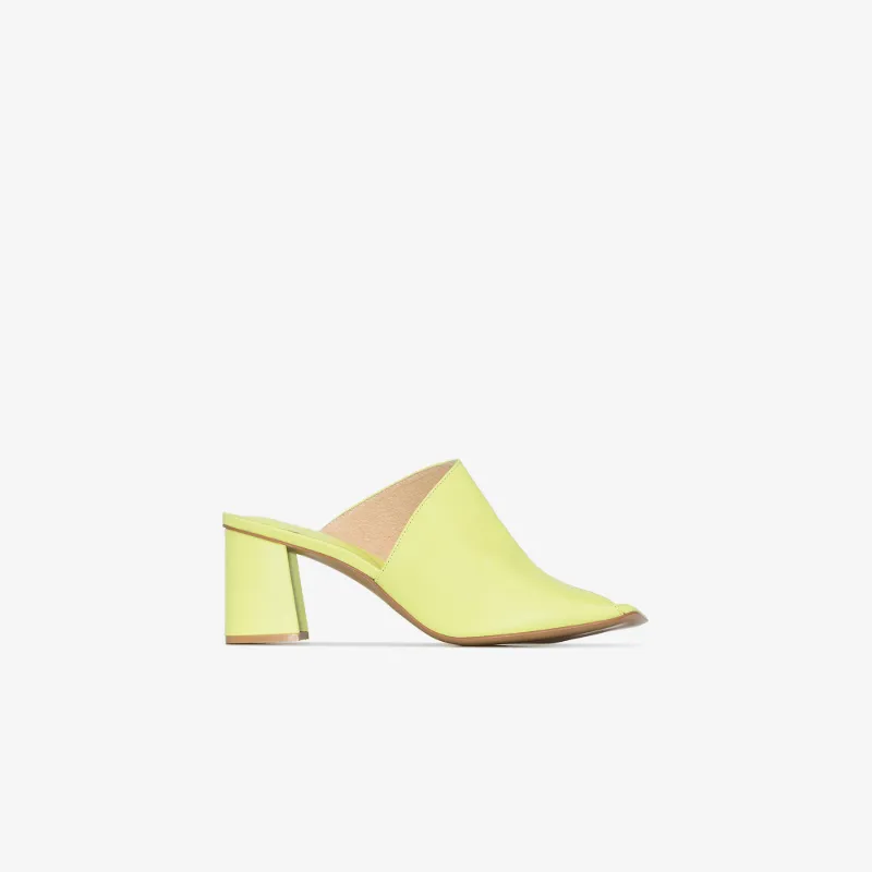 Osoi Osoi lime angle 70 asymmetric leather mules from Browns Fashion US ...
