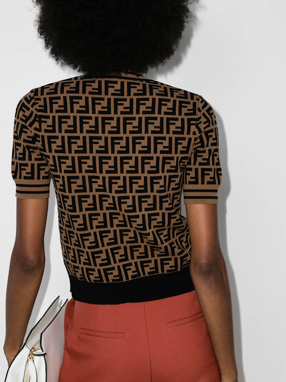 FENDI FF-print Knitted Top | Brown | FARFETCH