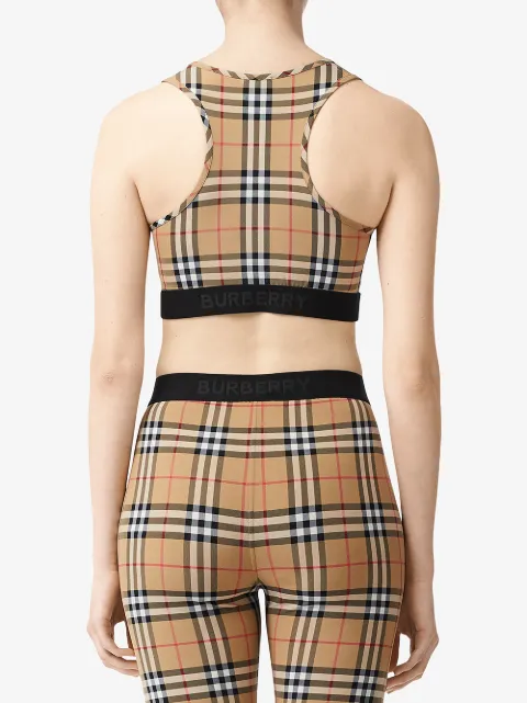 Burberry black Vintage Check sports bra for women | 8012451 at Farfetch.com