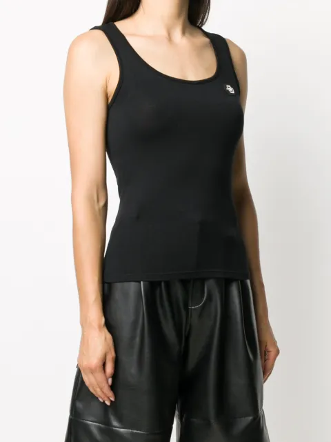 Shop black Philipp Plein Comfort logo patch sleeveless top with Express ...