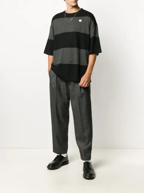 Shop black Société Anonyme striped short sleeved loose T-shirt with ...
