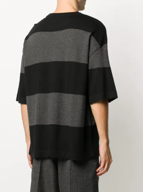 Shop black Société Anonyme striped short sleeved loose T-shirt with ...