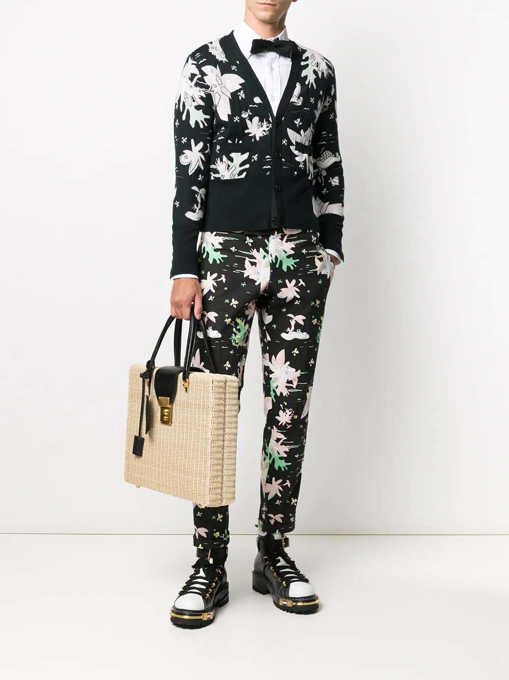 Thom Browne Raffia Wicker Briefcase Farfetch