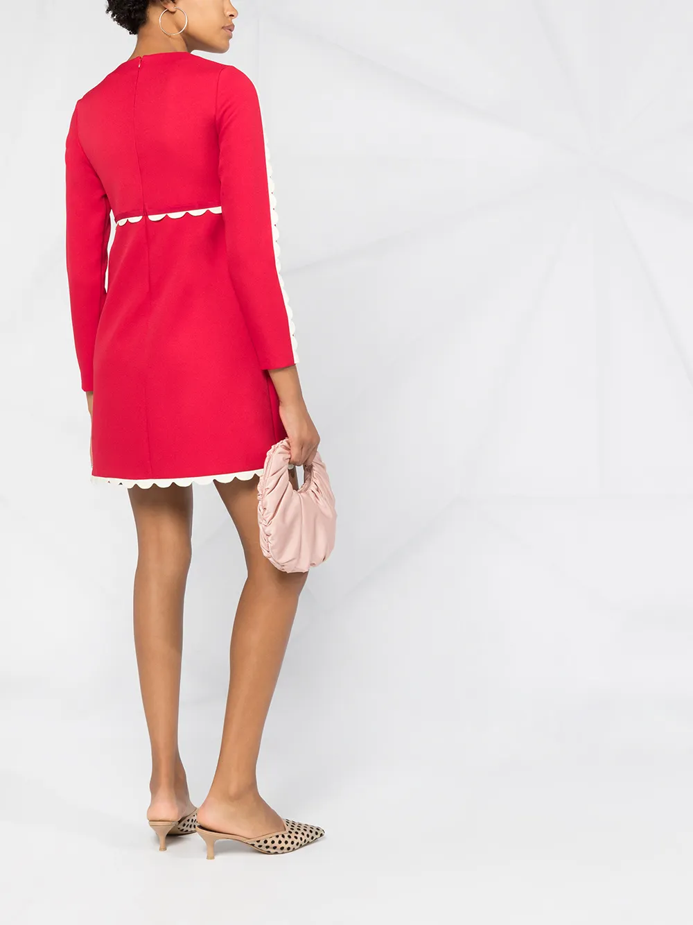 Red Valentino Scallop Trim Long Sleeve Dress Farfetch