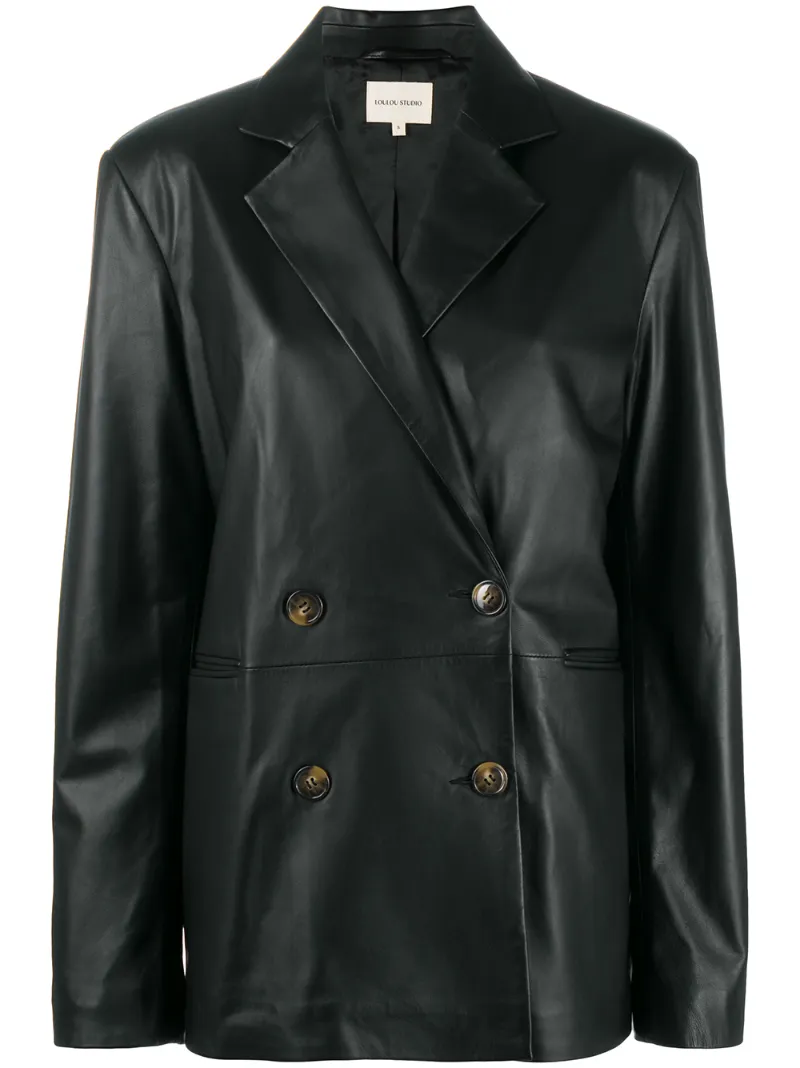 Loulou Studio Boxy Fit Double-breasted Jacket In Black | ModeSens