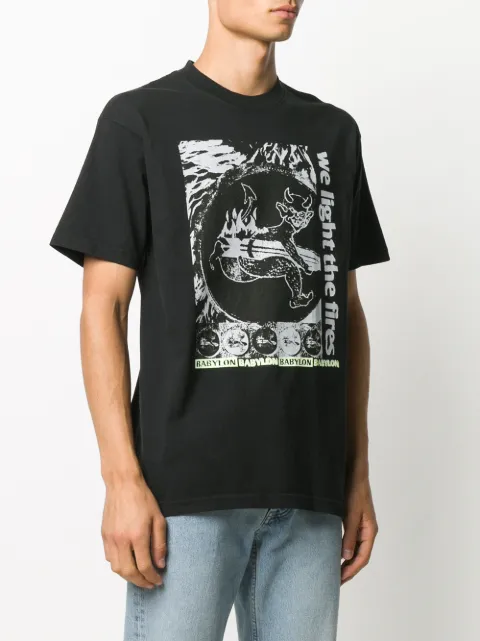 Babylon LA black graphic-print crew neck T-Shirt for men | F101038 at ...