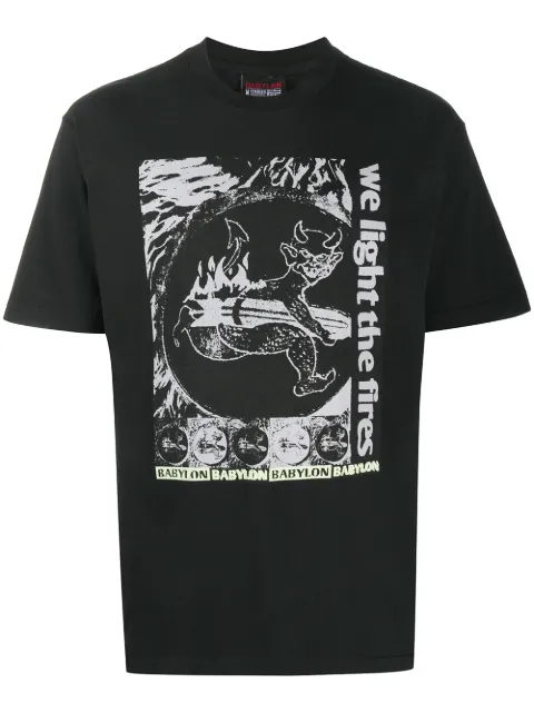 Babylon LA black graphic-print crew neck T-Shirt for men | F101038 at ...