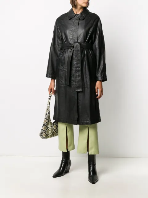 Alysi Belted Leather Coat - Farfetch