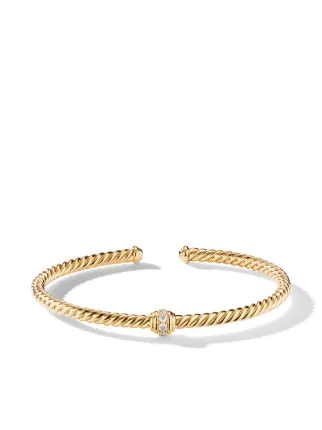 David Yurman 18kt Yellow Gold Renaissance Centre Station Diamond Cuff ...