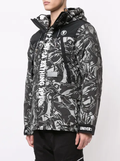 Shop AAPE BY *A BATHING APE® camouflage print hooded padded jacket with ...