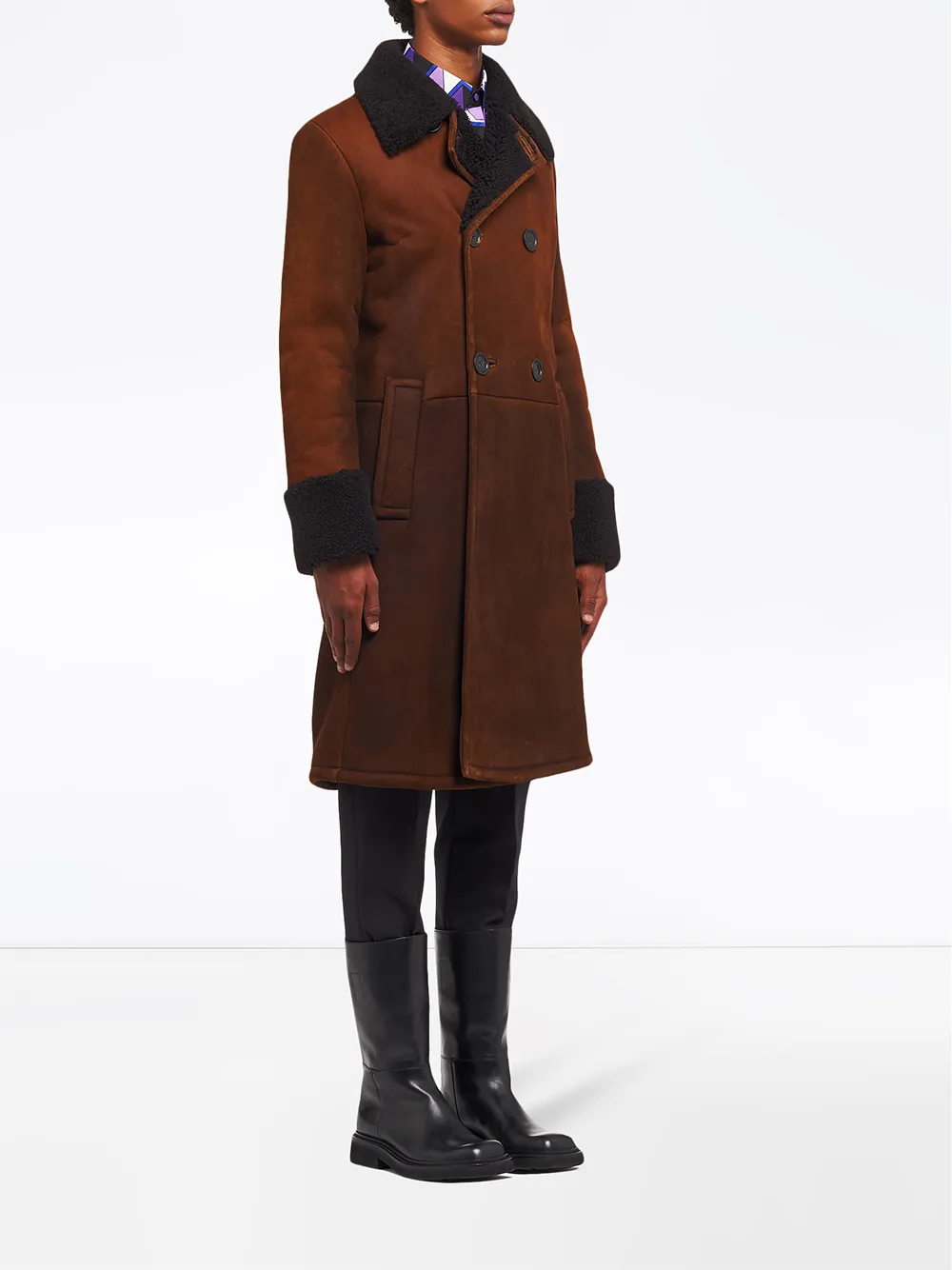 Prada double-breasted Sheepskin Coat | Brown | FARFETCH
