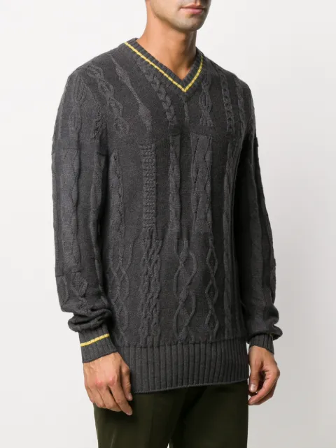 JORDANLUCA cable-knit V-neck Jumper - Farfetch