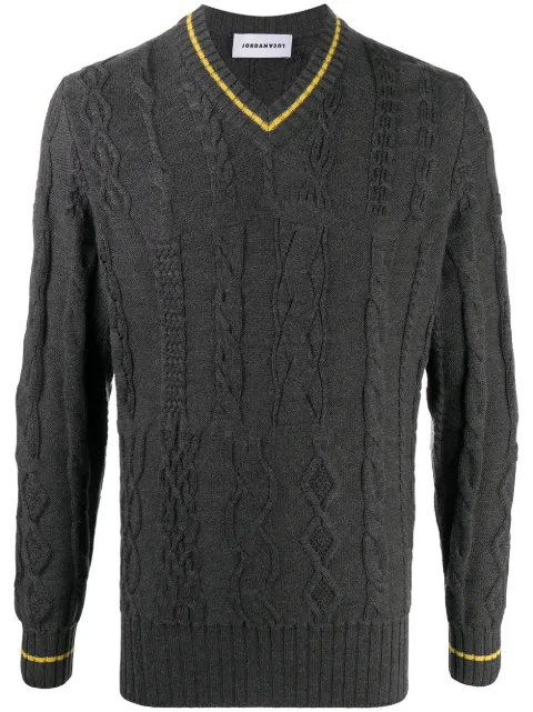 JORDANLUCA cable-knit V-neck Jumper - Farfetch