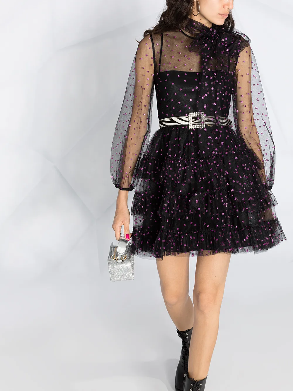 Red Valentino Glitter Polka Dot Tulle Dress Farfetch