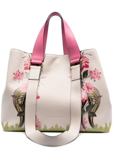 Alberta Ferretti Floral Print Leather Tote - Farfetch