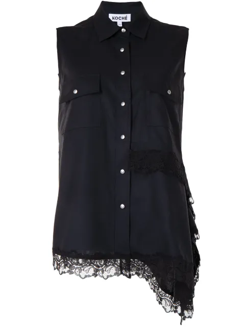 Shop black Koché asymmetrical sleeveless blouse with Express Delivery ...