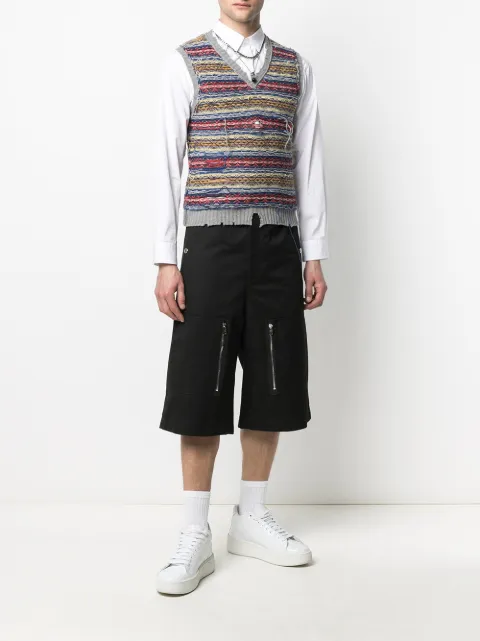 Alexander McQueen black multi-pocket Bermuda shorts for men ...