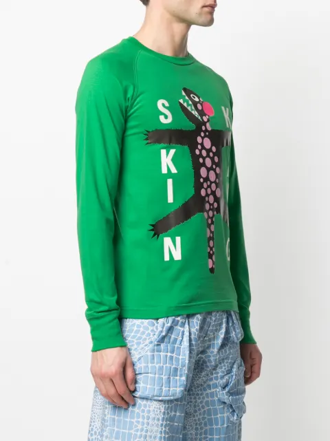 Shop green Walter Van Beirendonck Pre-Owned Skin T-shirt with Express ...