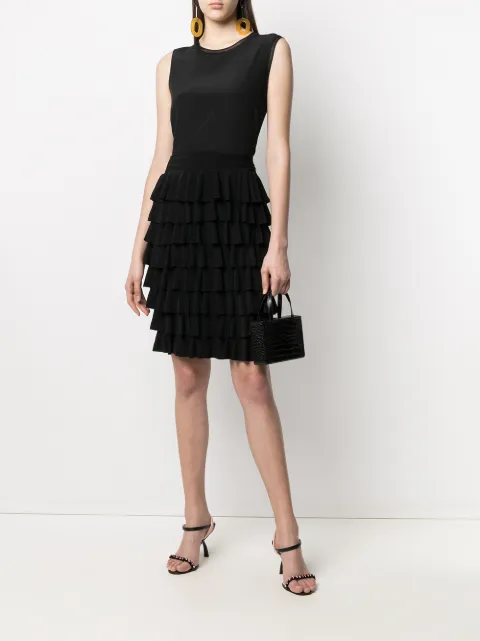 Norma Kamali black knee-length ruffled skirt for women | KK420SPL106001 ...