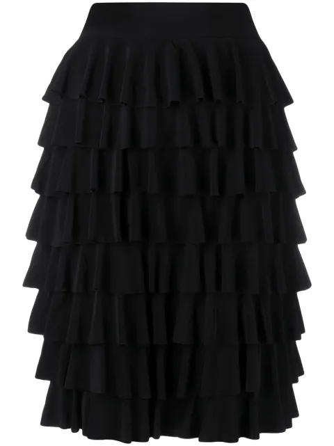 Norma Kamali black knee-length ruffled skirt for women | KK420SPL106001 ...