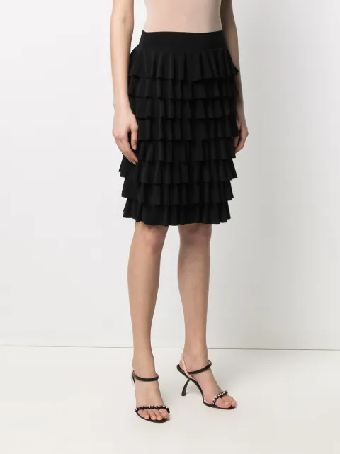 Norma Kamali black knee-length ruffled skirt for women | KK420SPL106001 ...