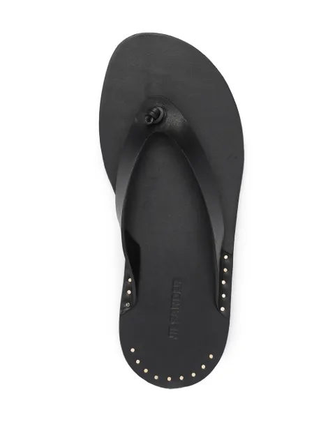 Jil Sander stud-embellished Leather Flip Flops - Farfetch