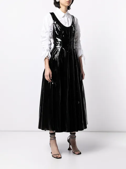 Isabel Sanchis patent-effect pinafore dress - FARFETCH