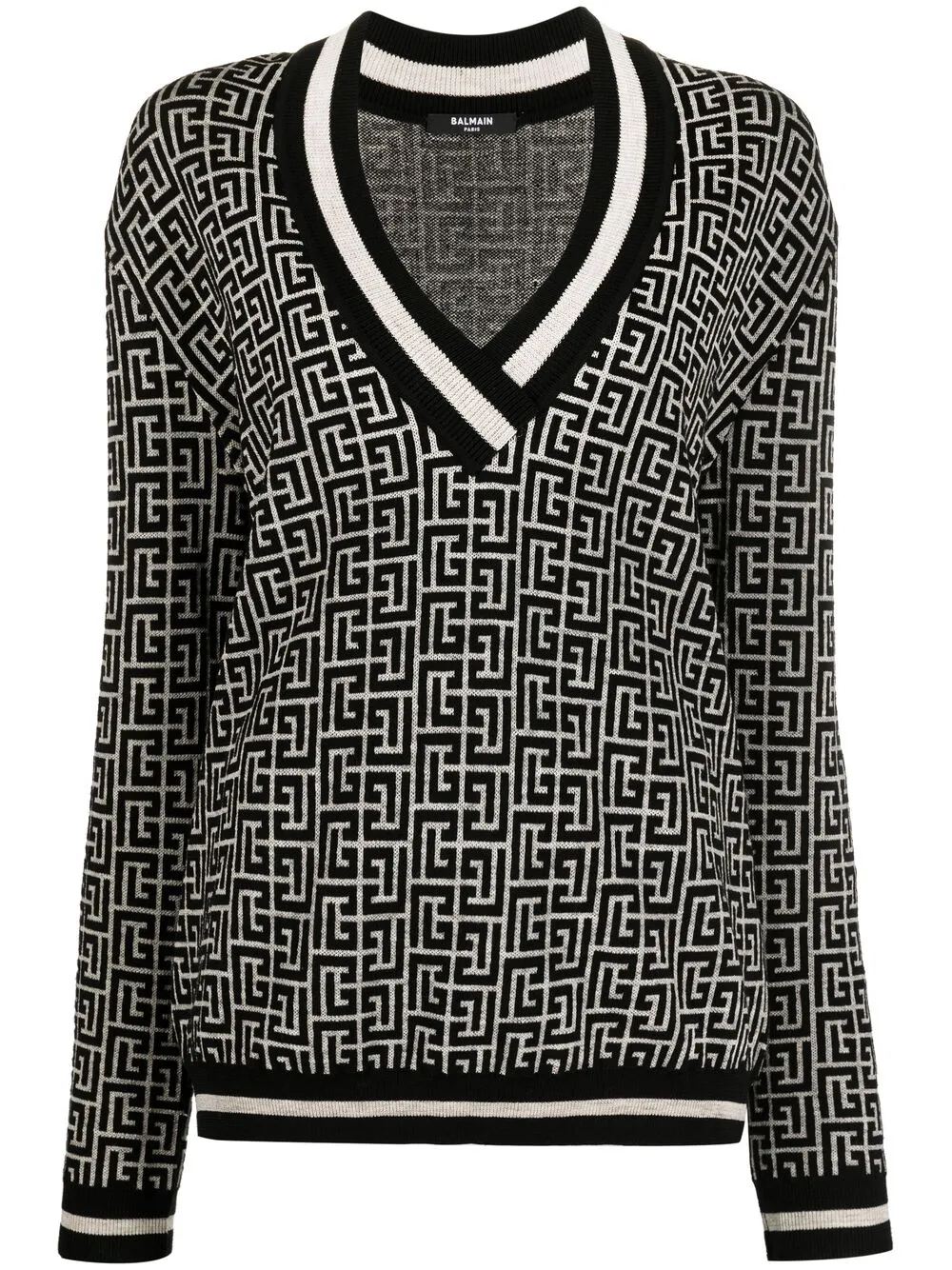 Balmain | Pullover Aus Monogramm-Jacquard | Schwarz | FARFETCH DE