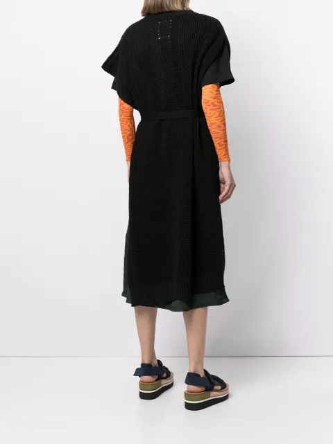 Shop black Maison Mihara Yasuhiro ribbed-knit tied-waist dress with ...