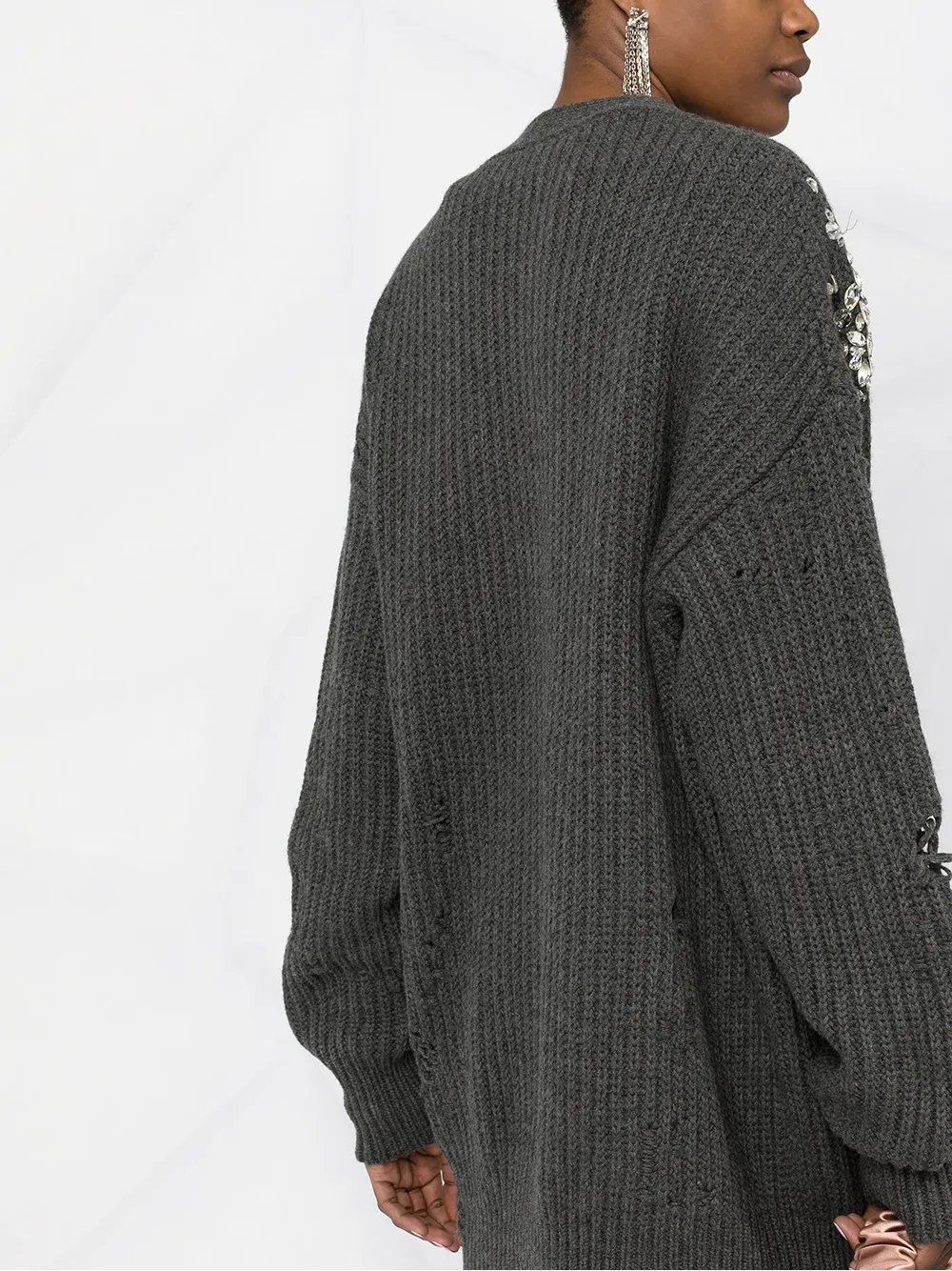 Dsquared2 crystal-embellished distressed-effect Cardigan - Farfetch