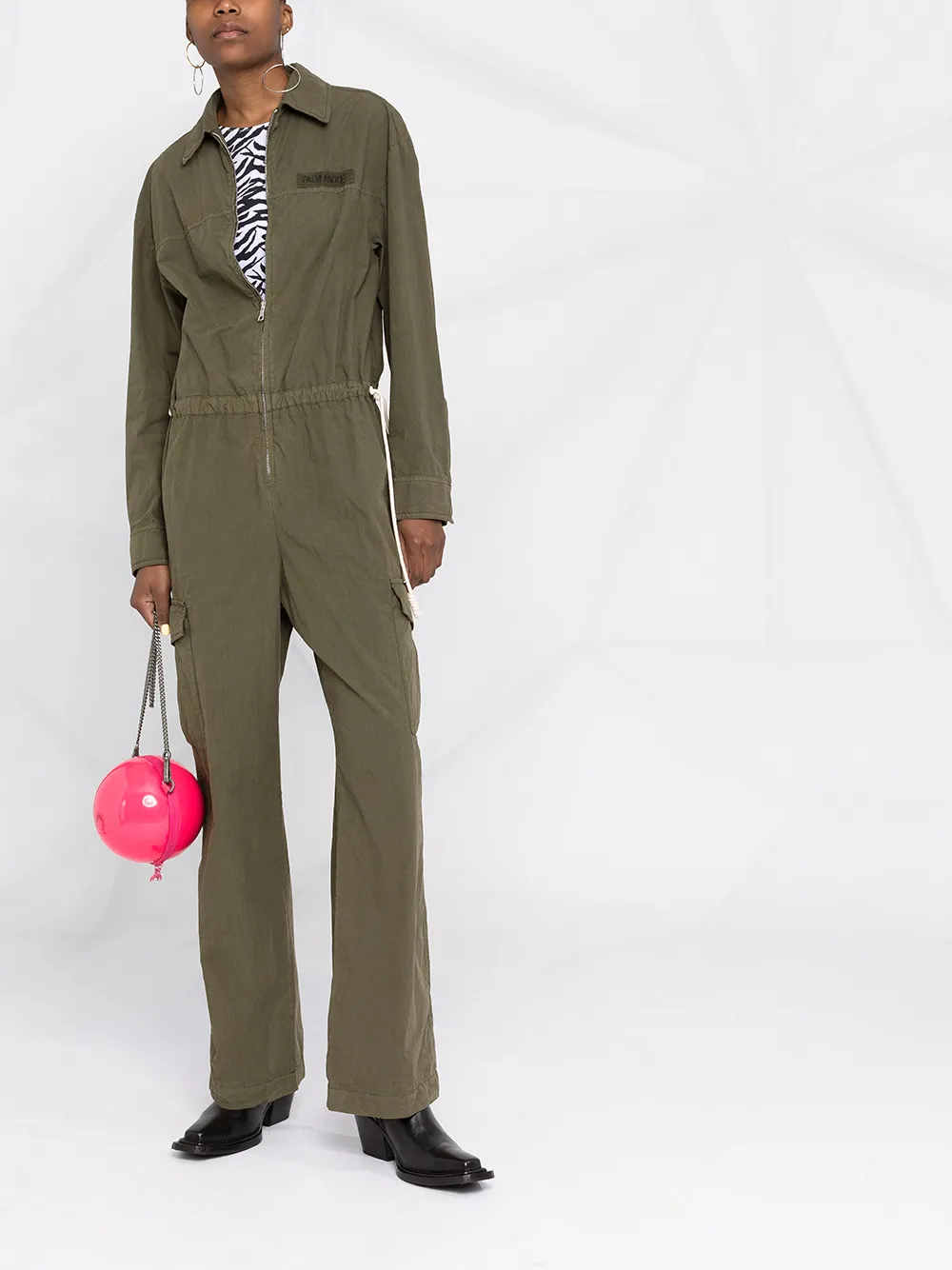 Shop Palm Angels logo-print cargo jumpsuit with Express Delivery - FARFETCH