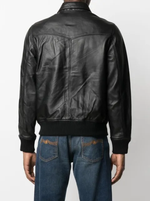Officine Generale black button-up leather jacket for men | S21MOTW551 ...