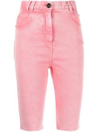 Shop Balmain knee-length denim shorts with Express Delivery - FARFETCH