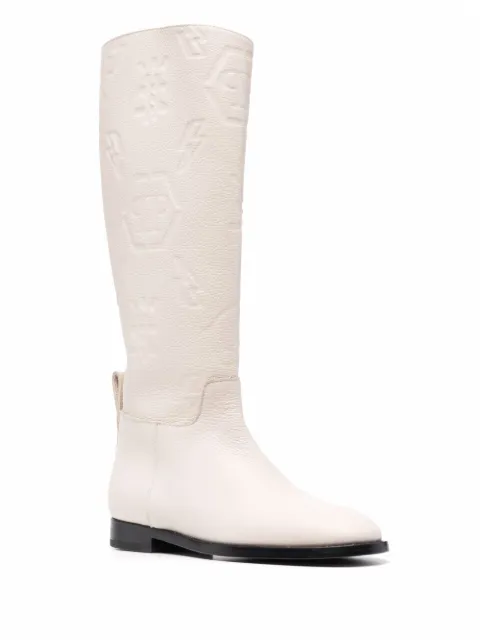 Philipp Plein embossed-logo knee-high Boots - Farfetch