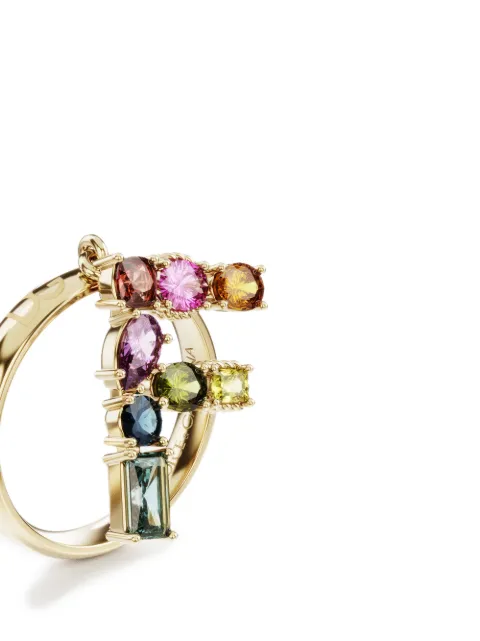 Shop Dolce & Gabbana 18kt yellow gold Rainbow Alphabet F ring with ...