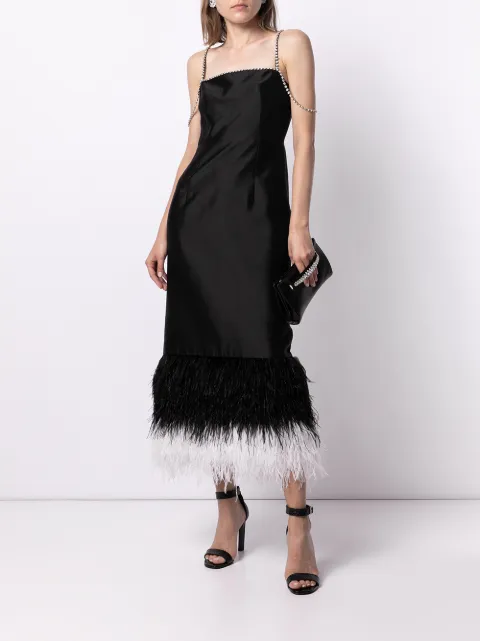 Huishan Zhang feather-trimmed Sleeveless Maxi Dress - Farfetch