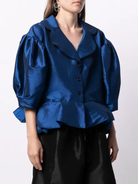 Kika Vargas blue Carmen peplum-hem jacket for women | CARMEN at ...