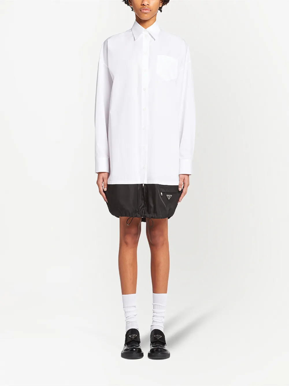 Prada long-sleeve Panelled Shirt Dress - Farfetch