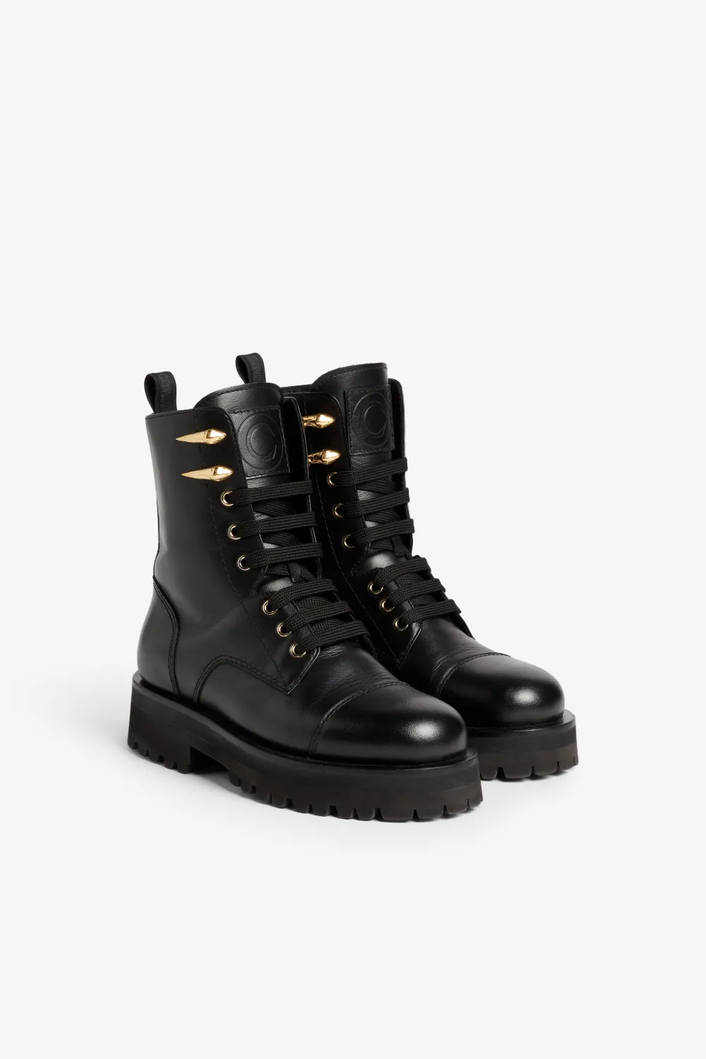 Roberto Cavalli Tiger Tooth Combat Boots In Black | ModeSens