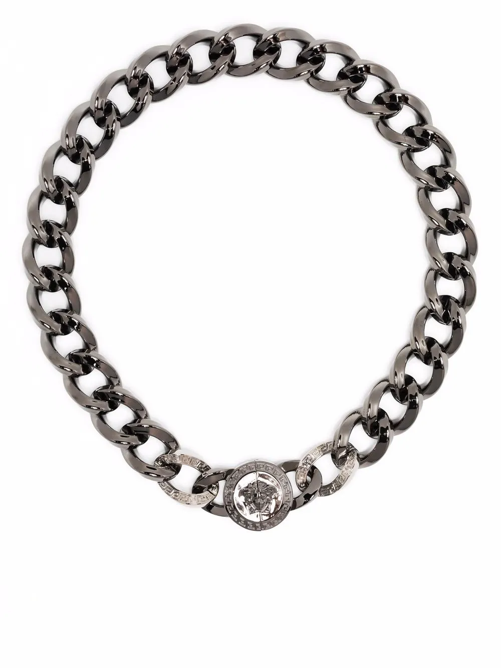Versace Gunmetal Medusa Chain Necklace In Rutenio Palldio | ModeSens