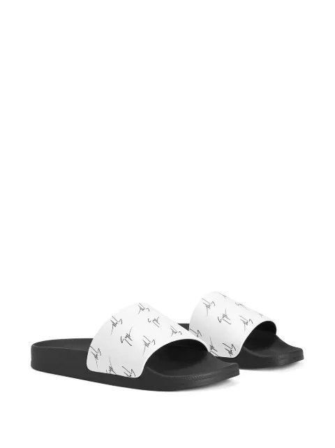 Shop Giuseppe Zanotti Brett signature-logo slides with Express Delivery ...