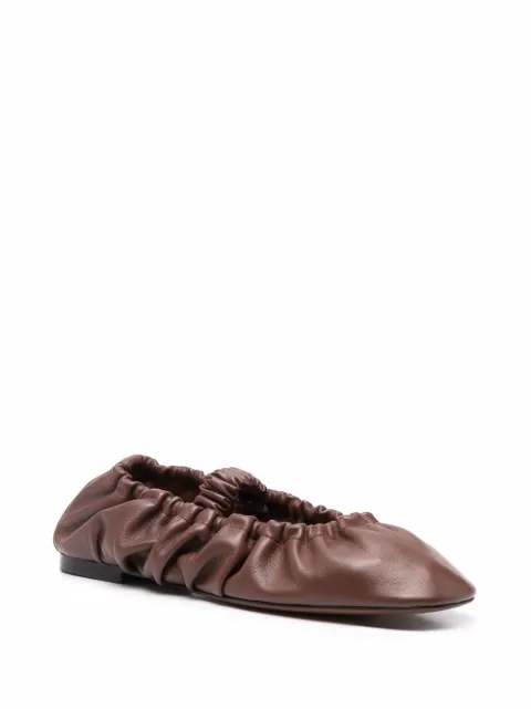 NEOUS Ruched Leather Ballerina Shoes - Farfetch