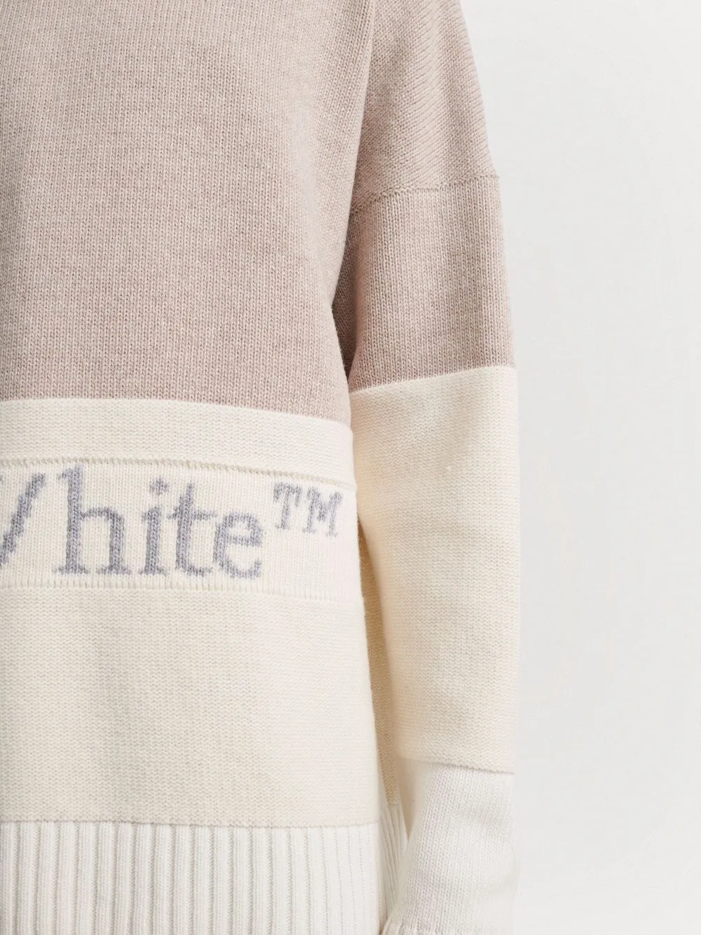 Off-white Two-tone Woolmark Blocked Sweater In Beige | ModeSens