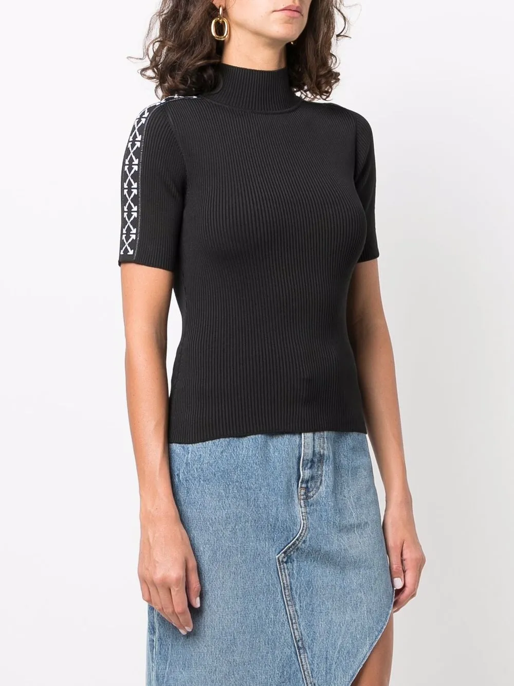 Off-White Arrow Band mock-neck Top | Black | FARFETCH