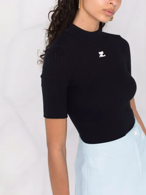 Courrèges Ribbed Knit short-sleeved Top - Farfetch