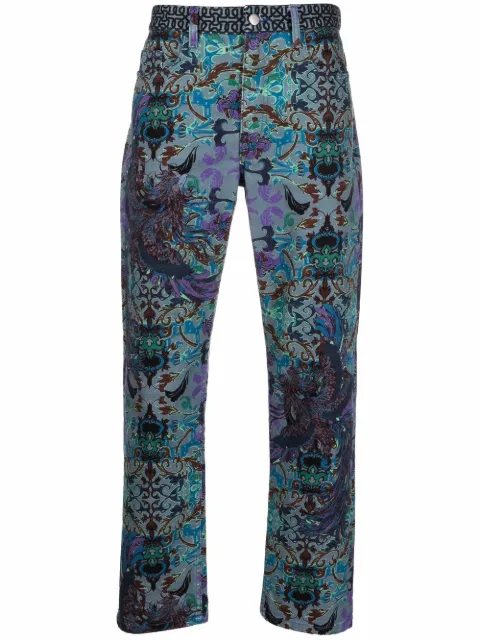 Koché Phoenix-print straight-leg Jeans - Farfetch