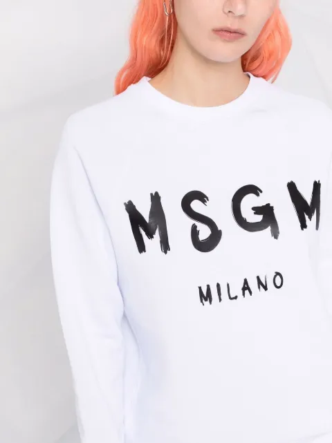 MSGM logo-print Crew Neck Sweatshirt - Farfetch