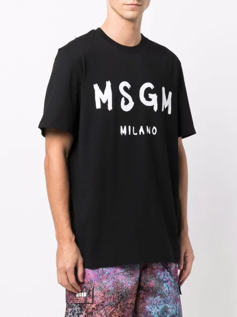 Shop MSGM logo-print cotton T-shirt with Express Delivery - FARFETCH