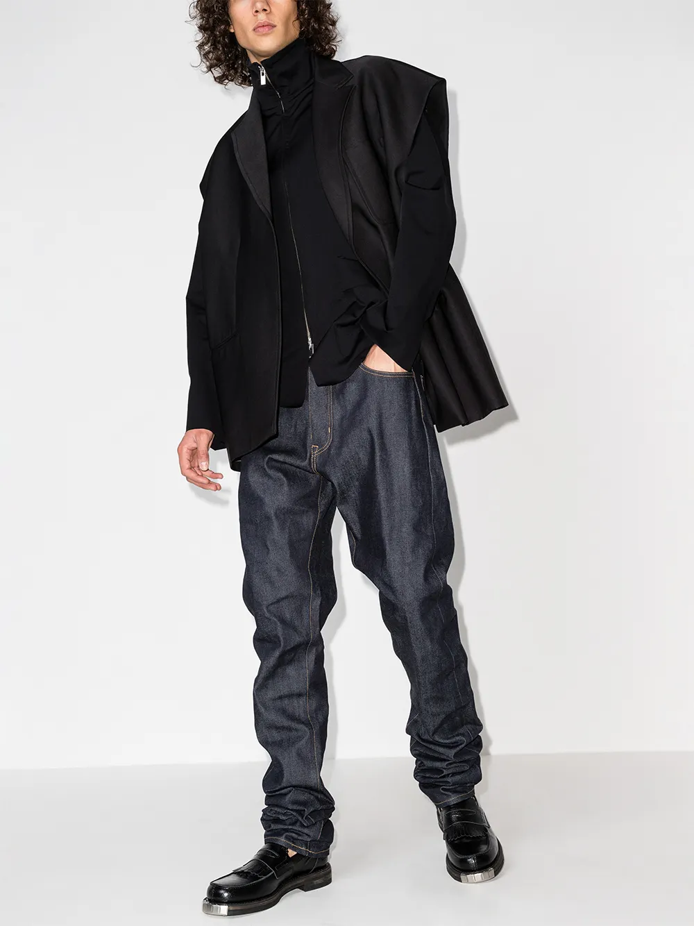 Sulvam Overlapping Zipped Jacket In Black | ModeSens